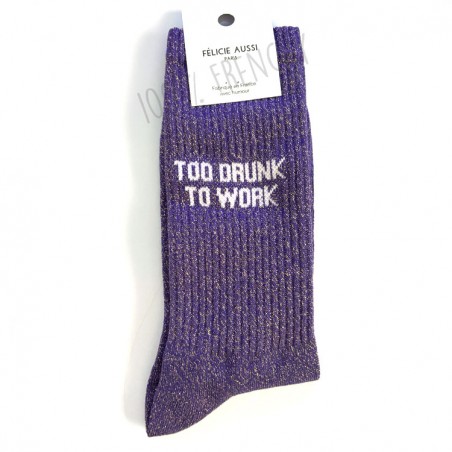 Félicie socks also Too drunk to work, purple glitter for men