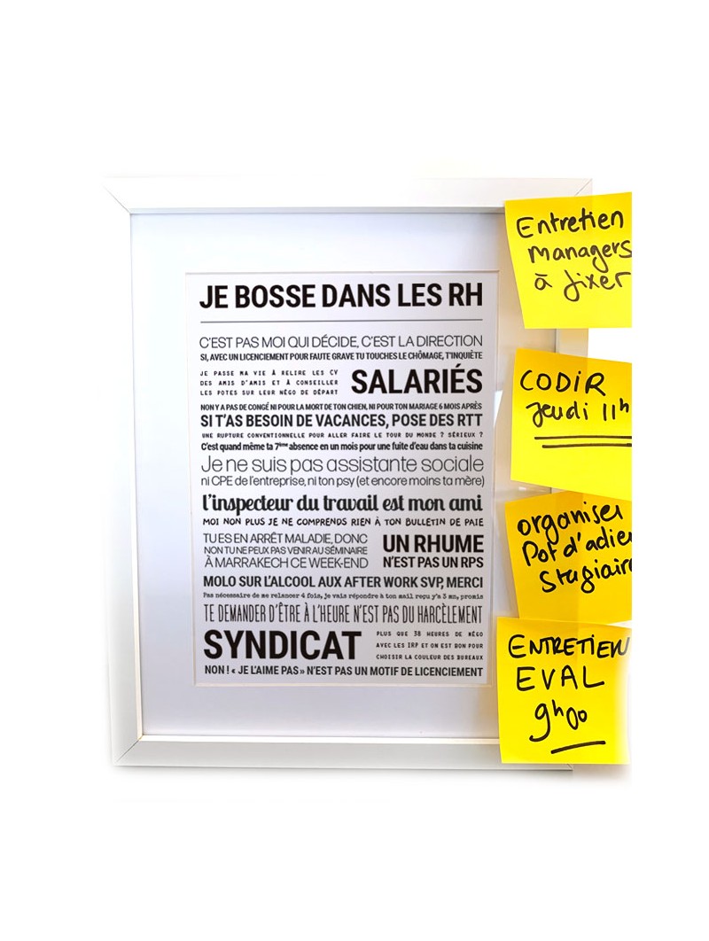 Affiche Je bosse dans les RH, cadeau spécial ressources humaines