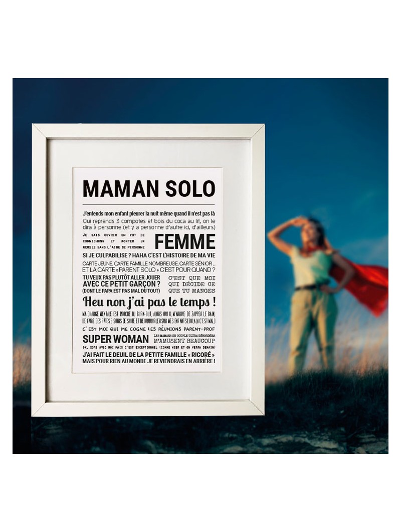 Affiche Maman solo, super cadeau pour une maman seule